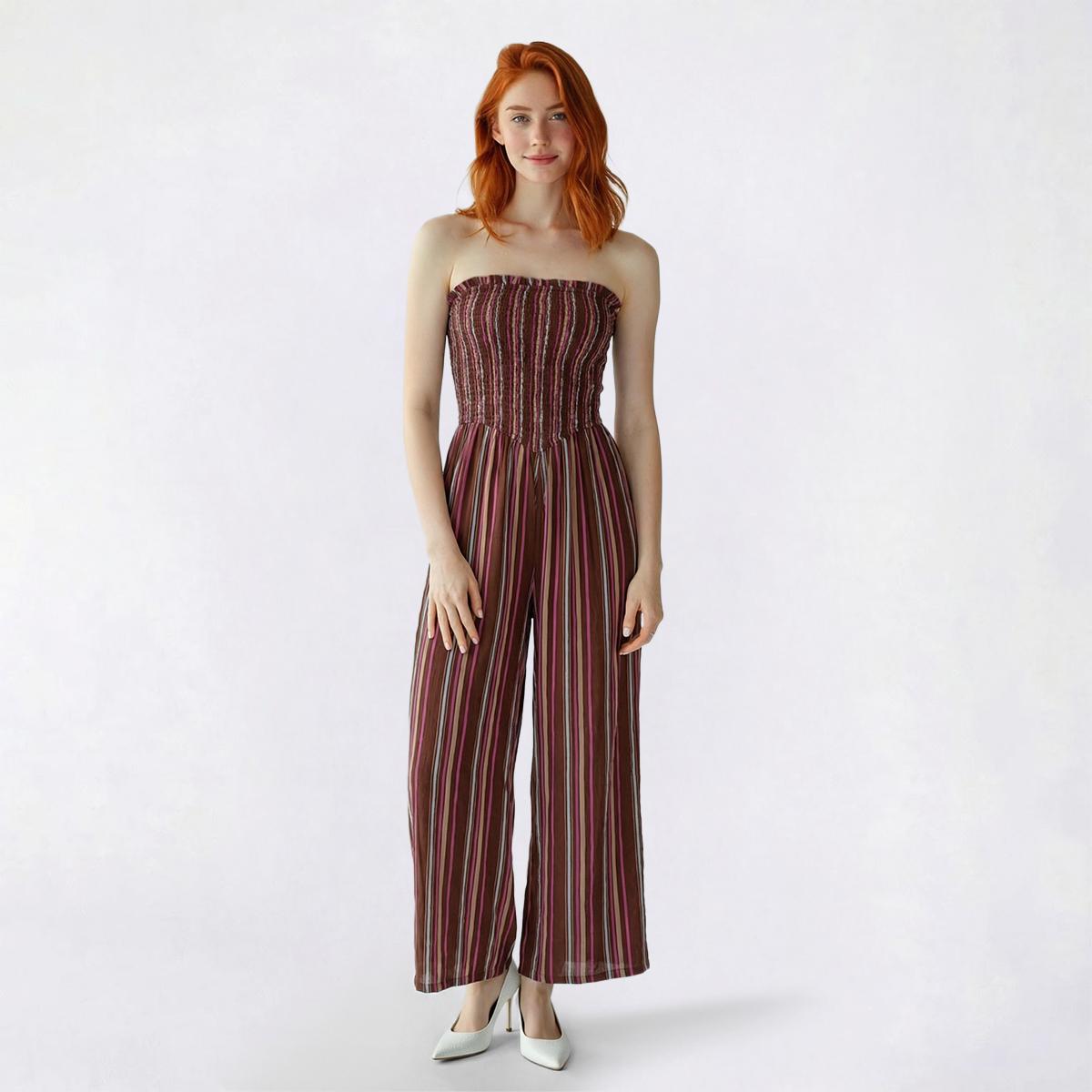 Click here for Juniors No Comment Smock Tube V Waist Gauze Jumpsu... prices